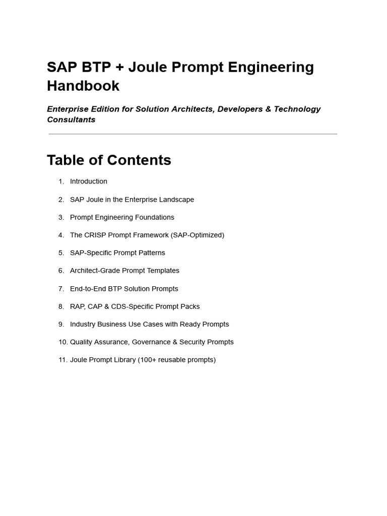 SAP BTP Joule Prompt Engineering Guide | PDF | Automation | Computer ...