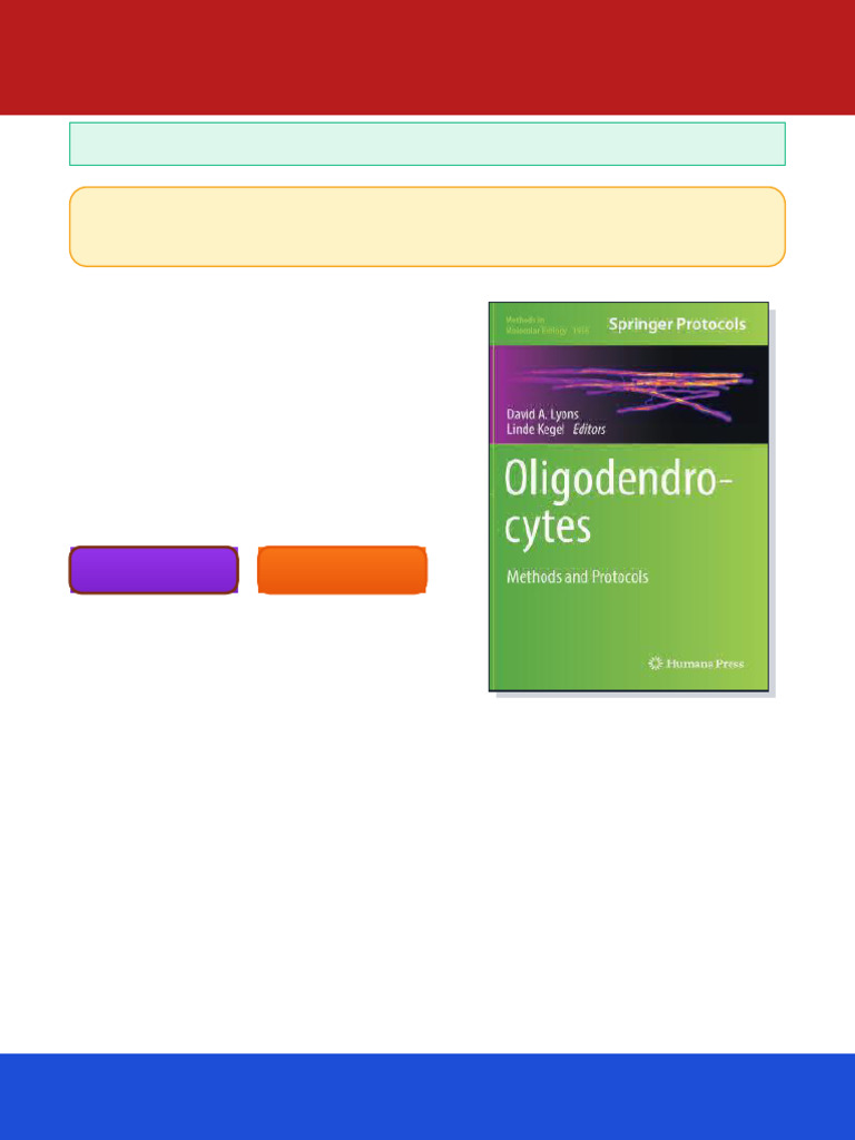 Oligodendrocytes: Methods and Protocols David Lyons Ebook With Extra ...