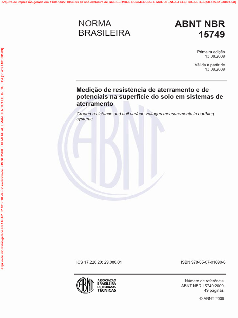 NBR15749 - Target - Arquivo Para Impressão | PDF | Engenharia Elétrica ...