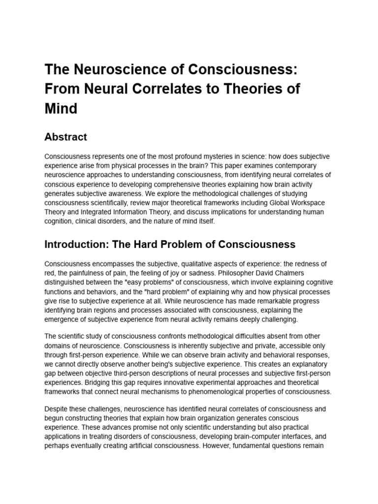 Understanding Consciousness: Neuroscience Insights | PDF ...