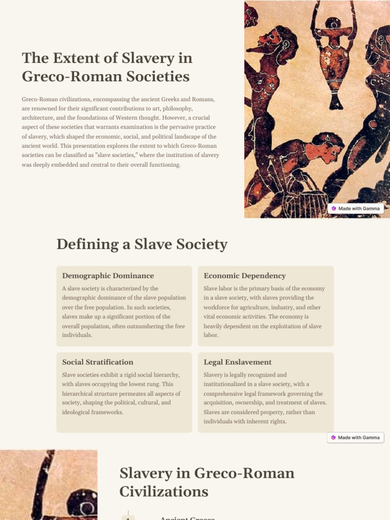 The Extent of Slavery in Greco Roman Societies | PDF | Slavery | Society