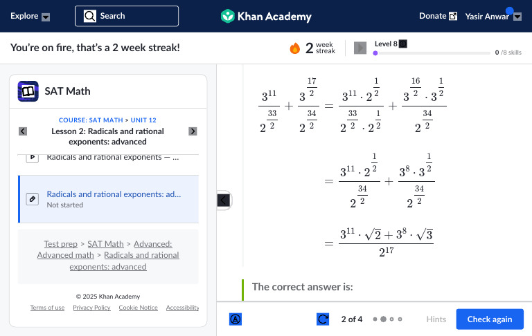 Radicals and Rational Exponents Advanced (Practice) Khan Academy | PDF