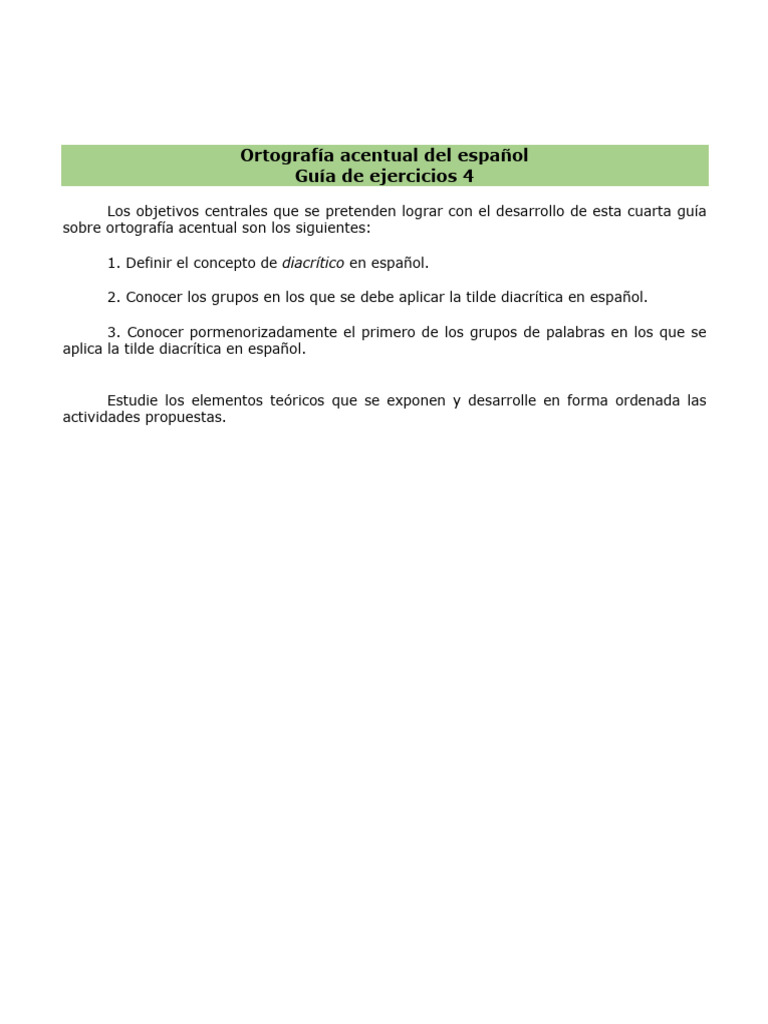Gu A de Ejercicios N. 4 | PDF | Lengua española | Ortografía