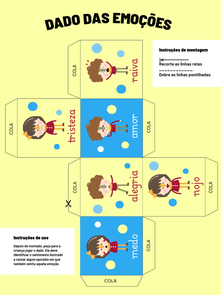 Documento A4 Dado das Emoções Infantil Amarelo e Azul 3 | PDF
