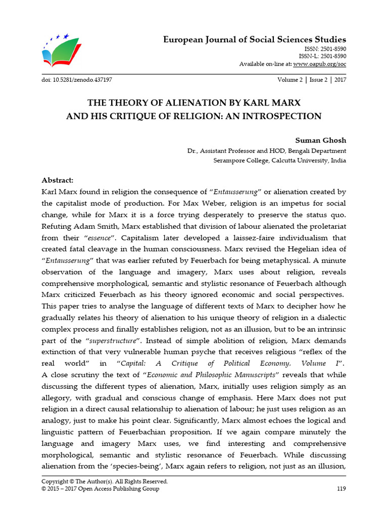 Marx Critique of Alienation | PDF | Marx's Theory Of Alienation | Karl Marx