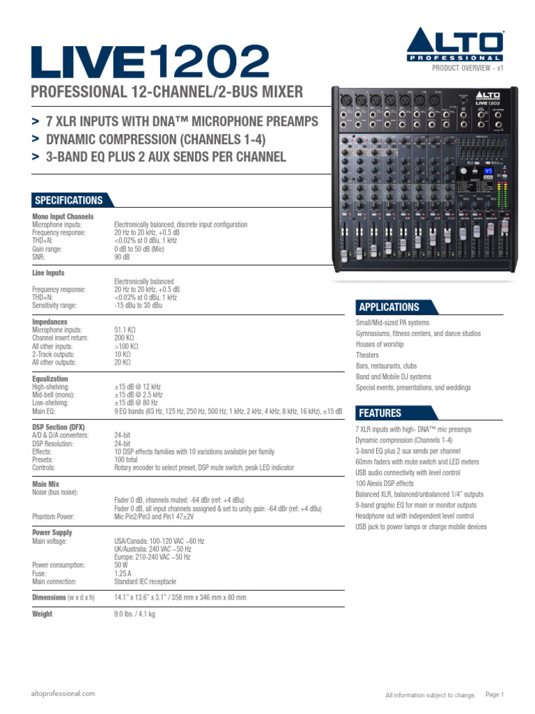 Live 1202 Overview | PDF | Microphone | Equalization (Audio)