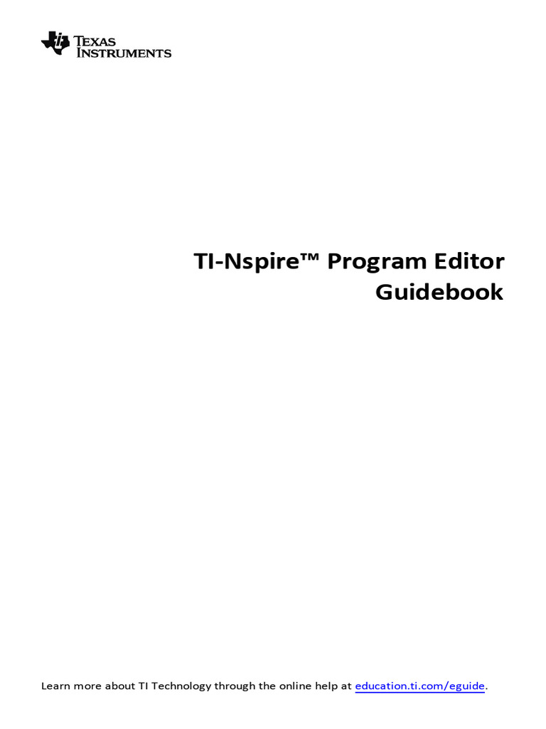 TI-Nspire Program Editor Guide | PDF | Control Flow | Parameter ...