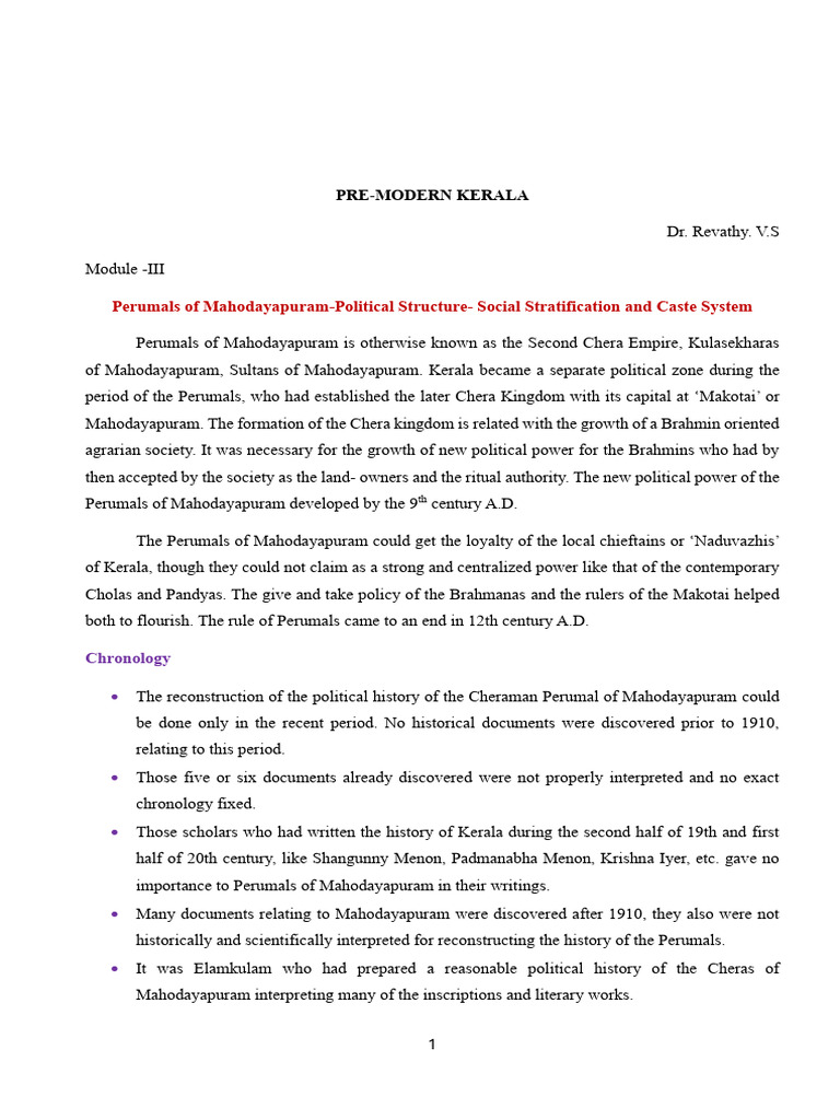 Perumals of Mahodayapuram | PDF