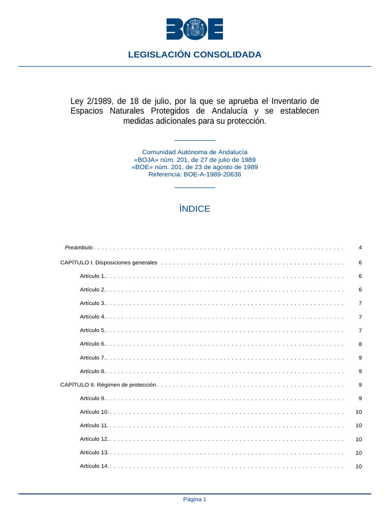 Ley 2 89 Inventario Eennpp Andalucia | PDF | Entorno natural