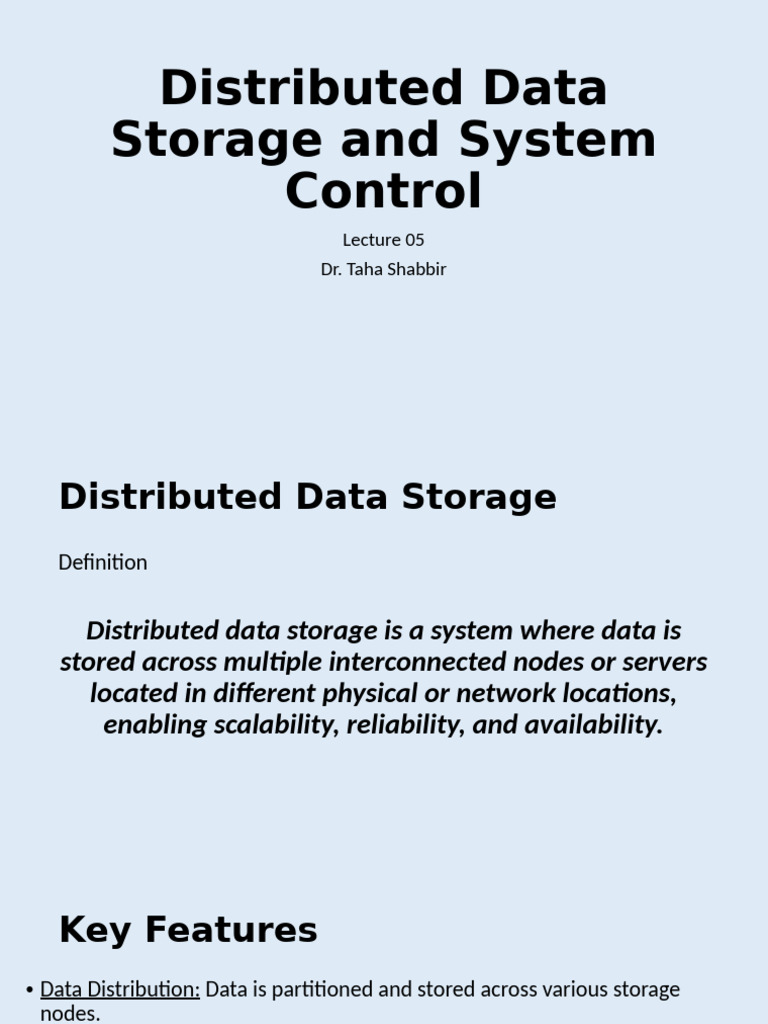 Week 5_Distributed Data Storage and System Control | PDF | Replication (Computing) | Scalability