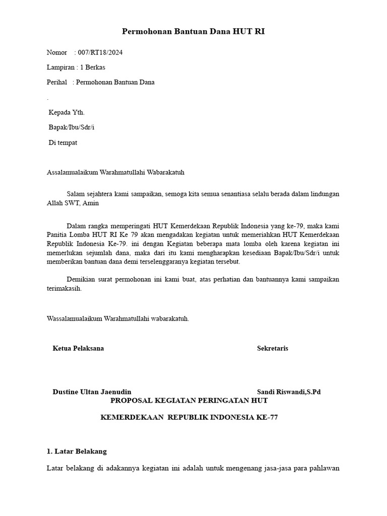 Proposal Kegiatan 17agustus Mama Devi | PDF