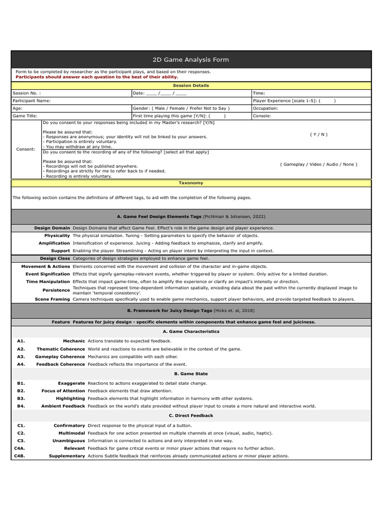 Visual Polish Game Analysis Form - Cover Page | PDF | Camera | Animation