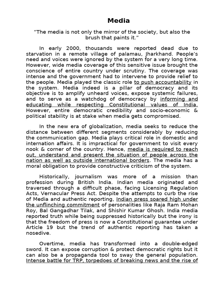 The Role of Media in Democracy and Society | PDF | Social Media ...