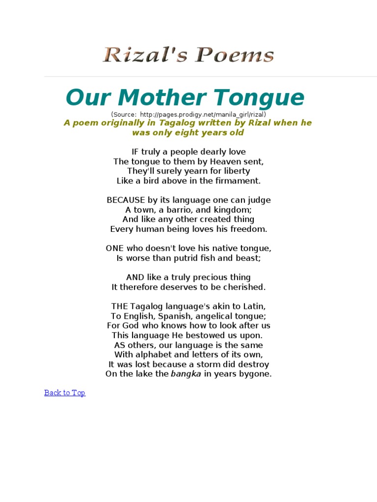 Our Mother Tongue | Philippines | Poetry