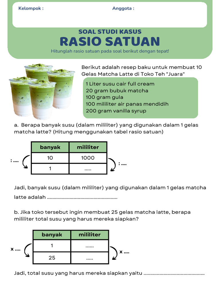 Hitung Rasio Satuan untuk Resep Minuman | PDF