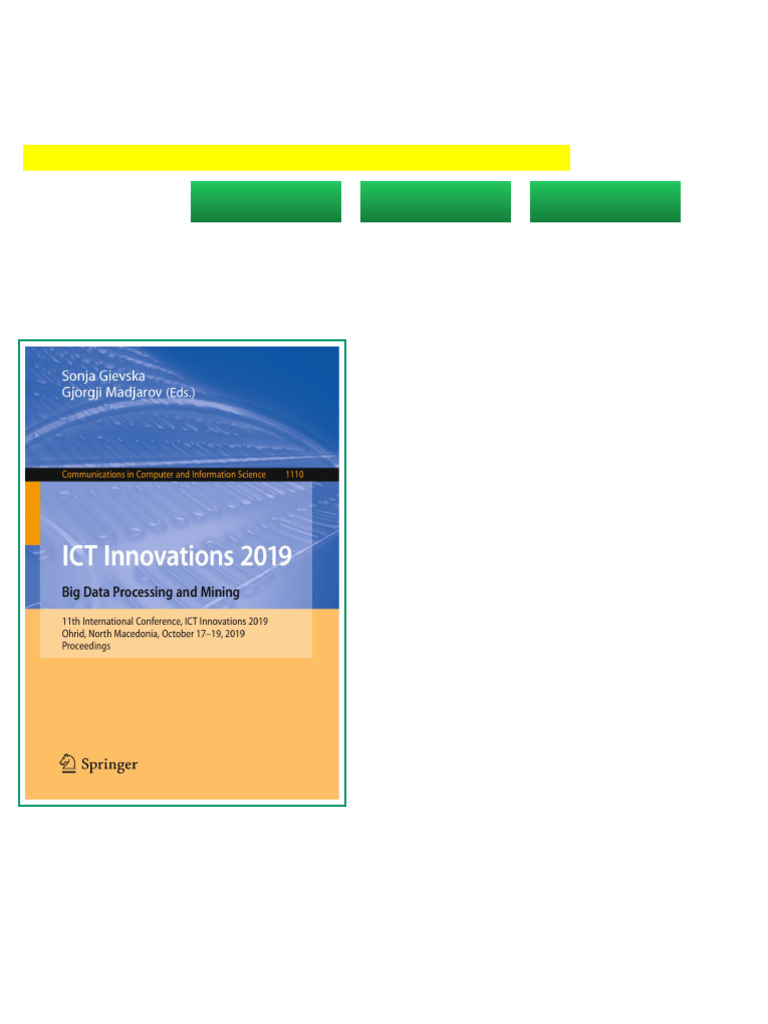 ICT Innovations 2019. Big Data Processing and Mining Download Full Chapters | PDF