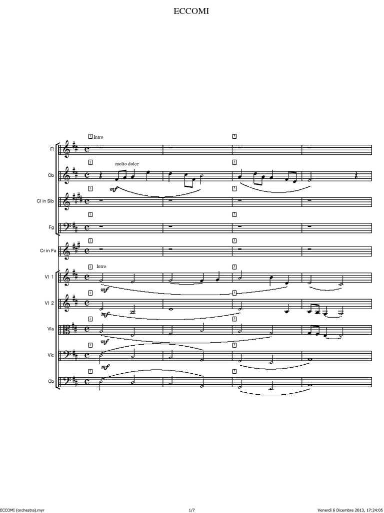 ECCOMI (Partitura Orchestrale) | PDF