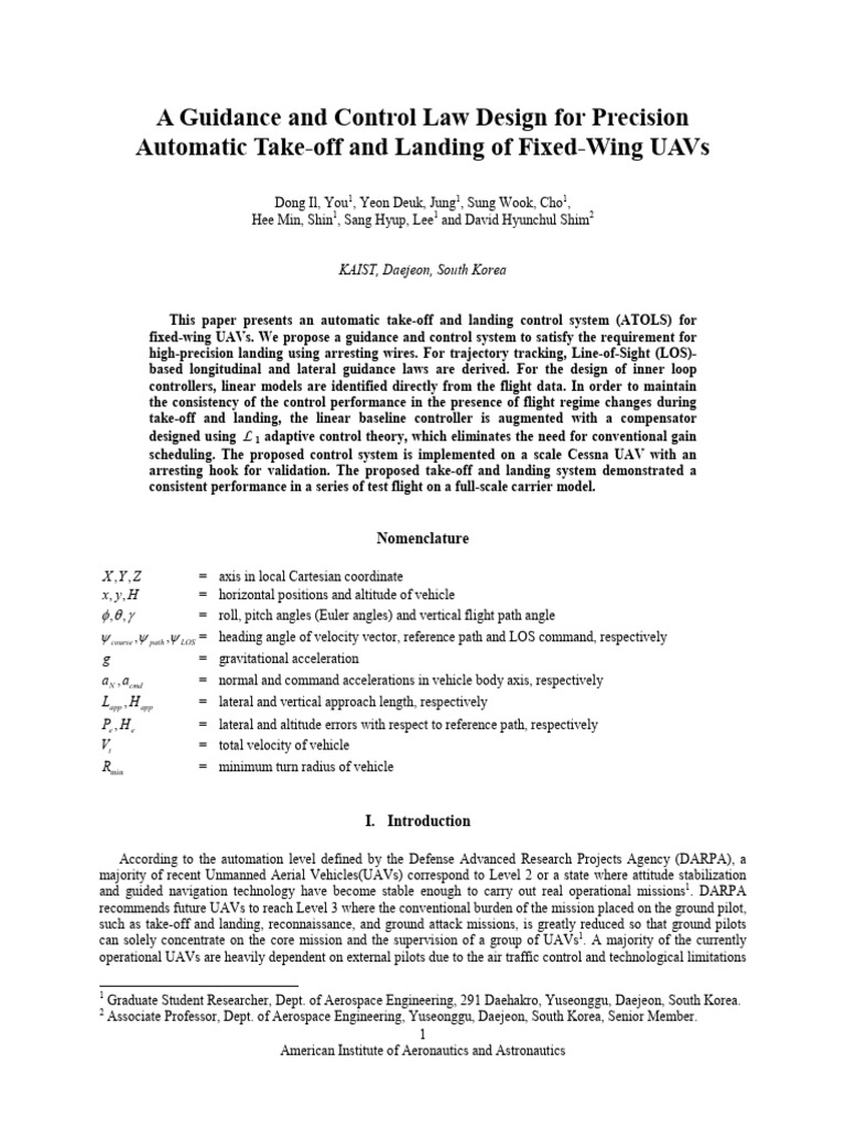 Precision Control for UAV Take-off and Landing | PDF | Aviation | Aircraft