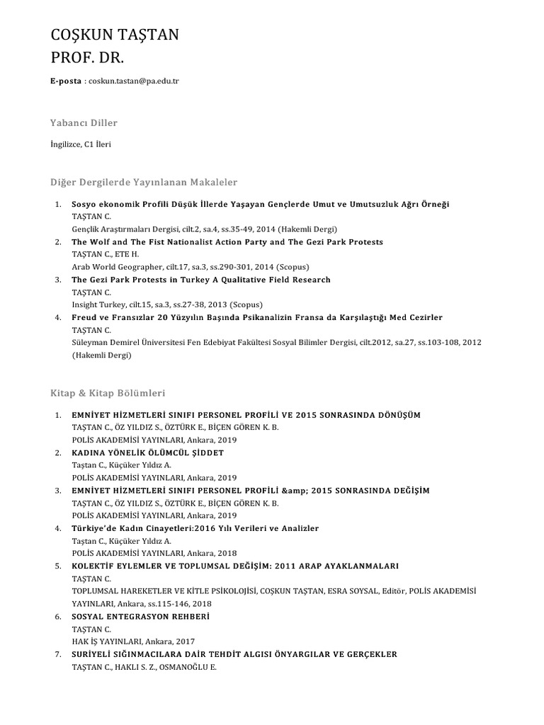 Coşkun Taştan CV | PDF