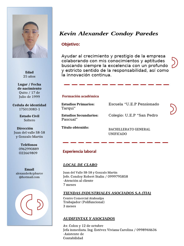 CV de Kevin Alexander Condoy Paredes | PDF
