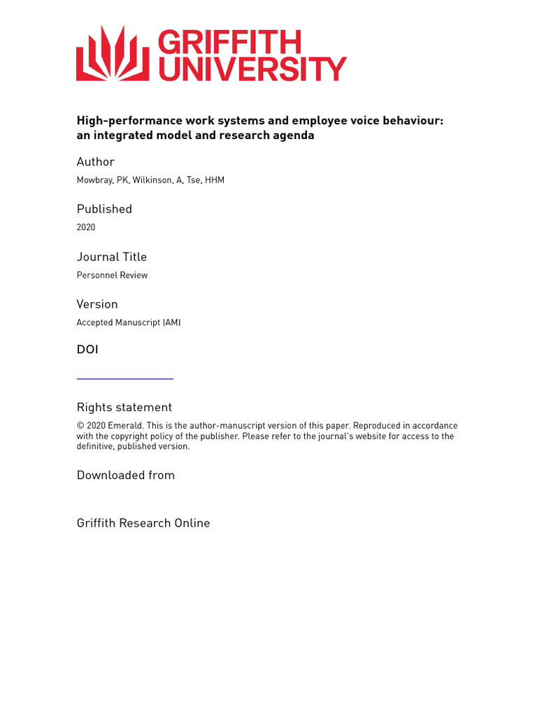 HPWS and Employee Voice Behavior Model | PDF | Human Resource ...