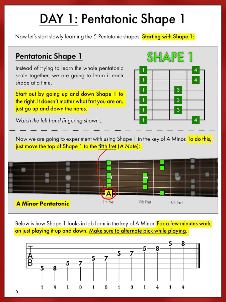 Day 1 - Pentatonic Shape 1 | PDF