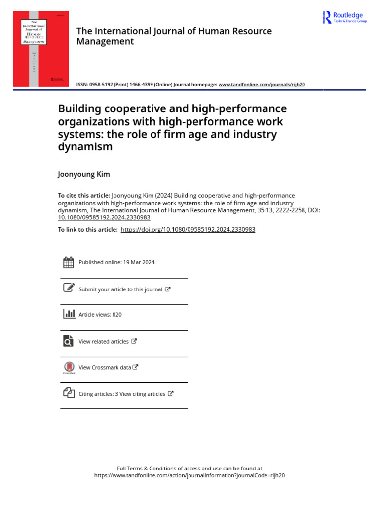 Building Cooperative and High-Performance Organizations With High ...