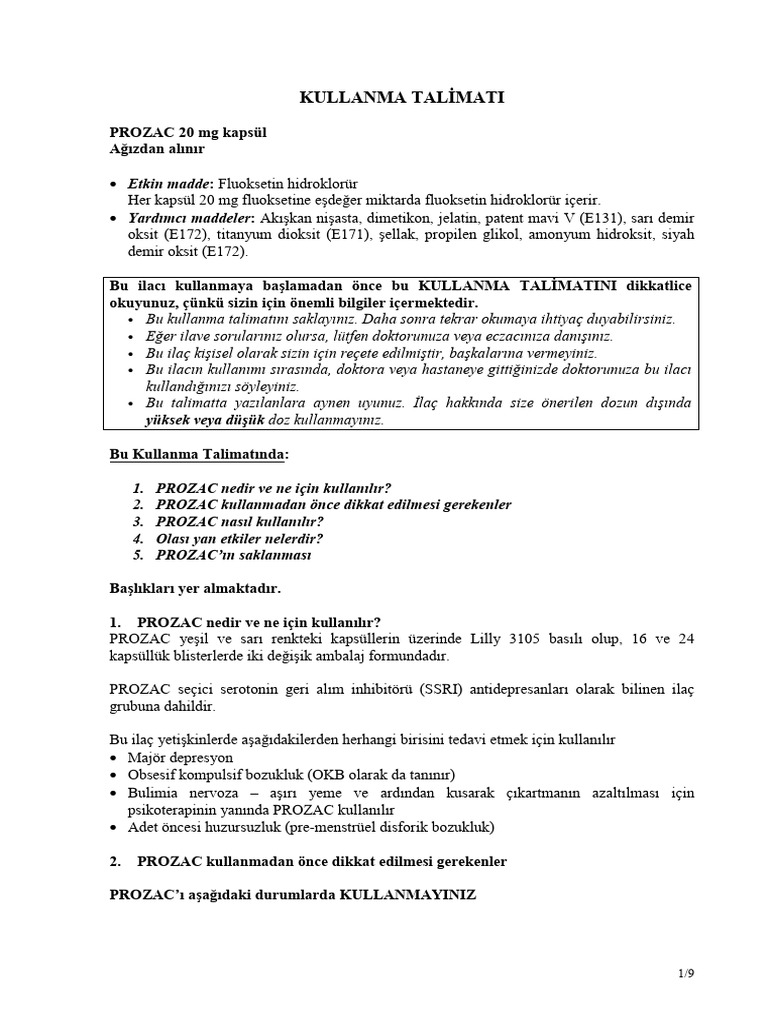 7676 Prozac 20 Mg Kapsul Kt | PDF