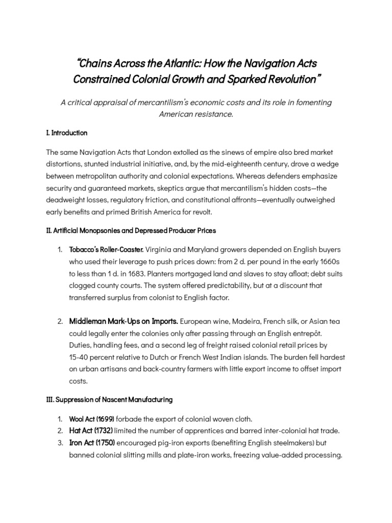 18. “Chains Across the Atlantic: How the Navigation Acts Constrained ...