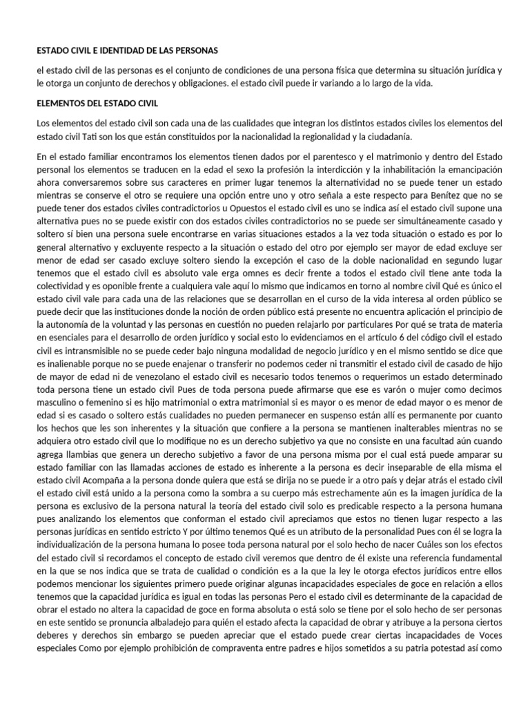 Estado Civil: Conceptos y Efectos Jurídicos | PDF | Estado (política ...