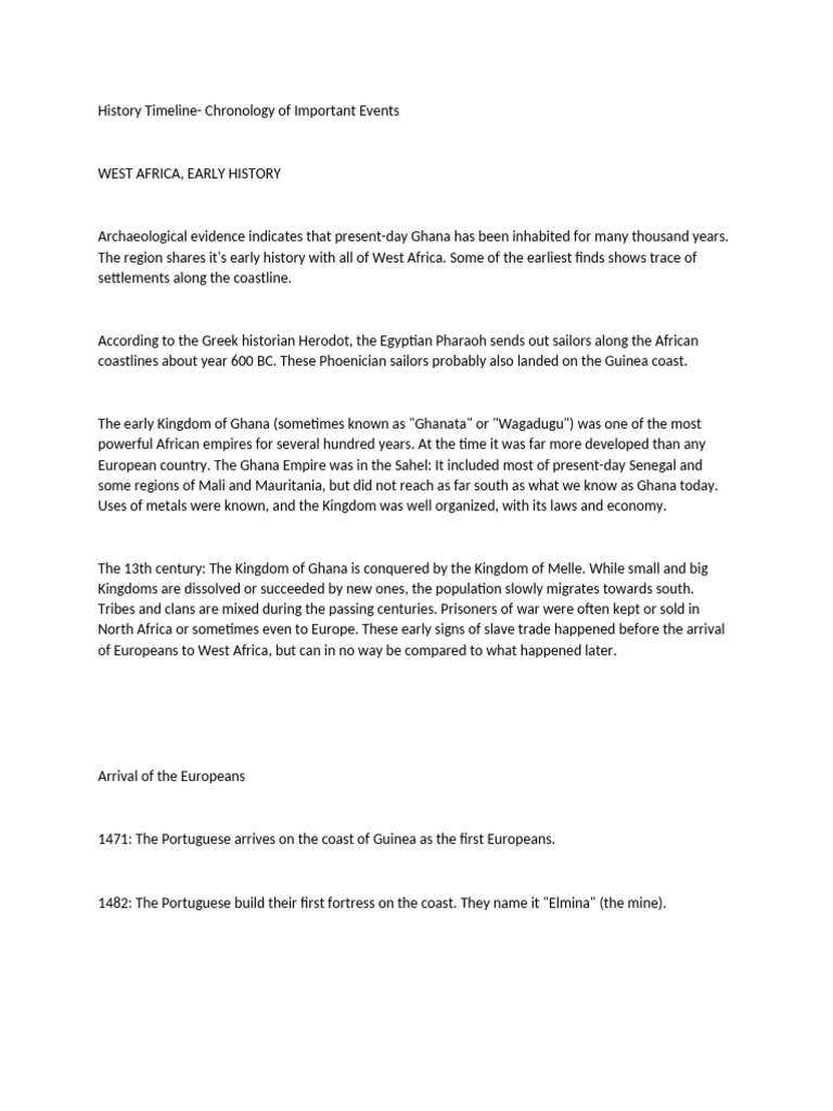 West Africa's Historical Timeline | PDF | Ghana | Atlantic Slave Trade