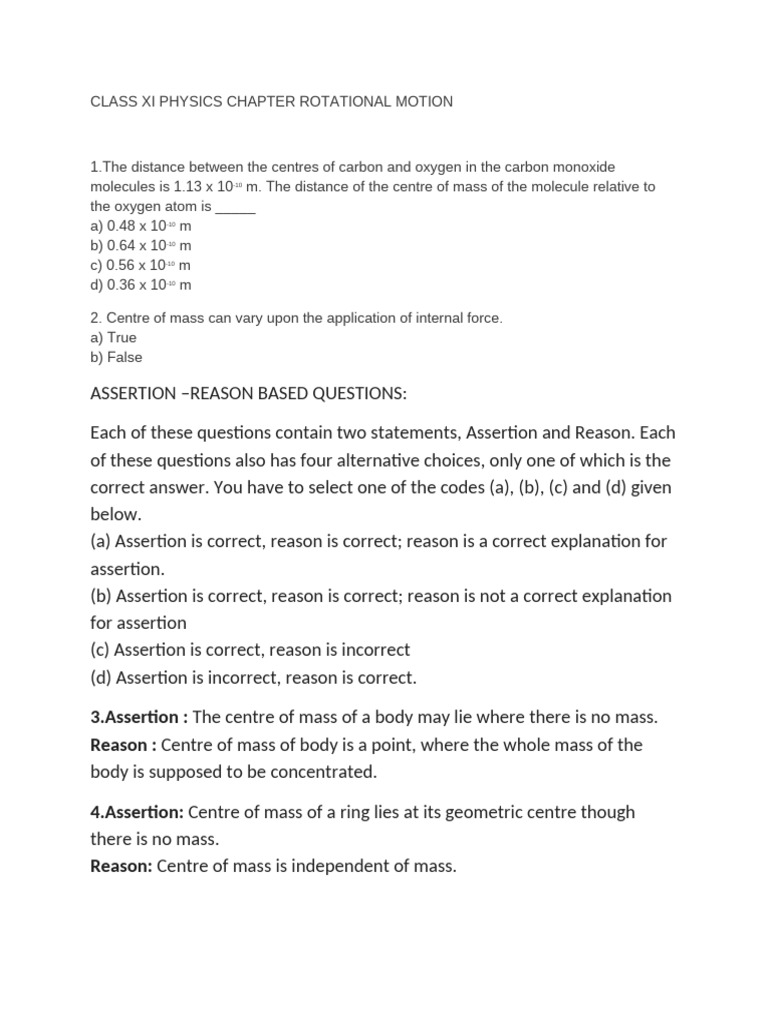 Class Xi - Physics - Rotational Motion | PDF | Angular Momentum | Quantity