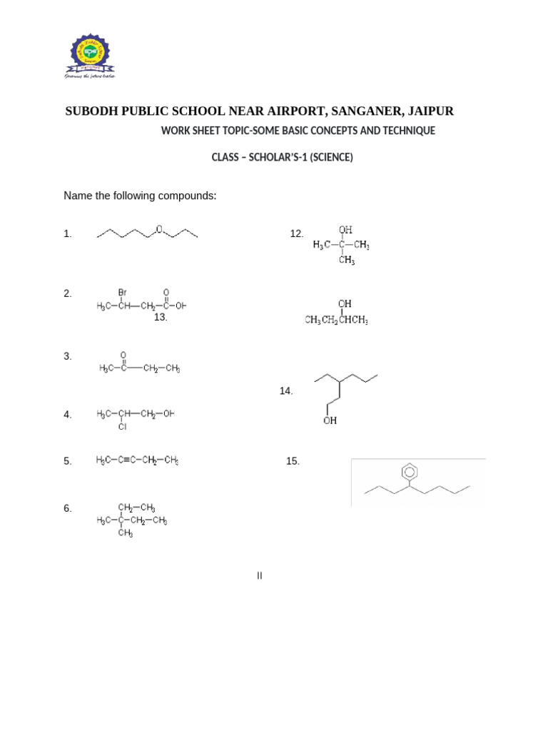 Worksheet Iupac Nomenclature | PDF