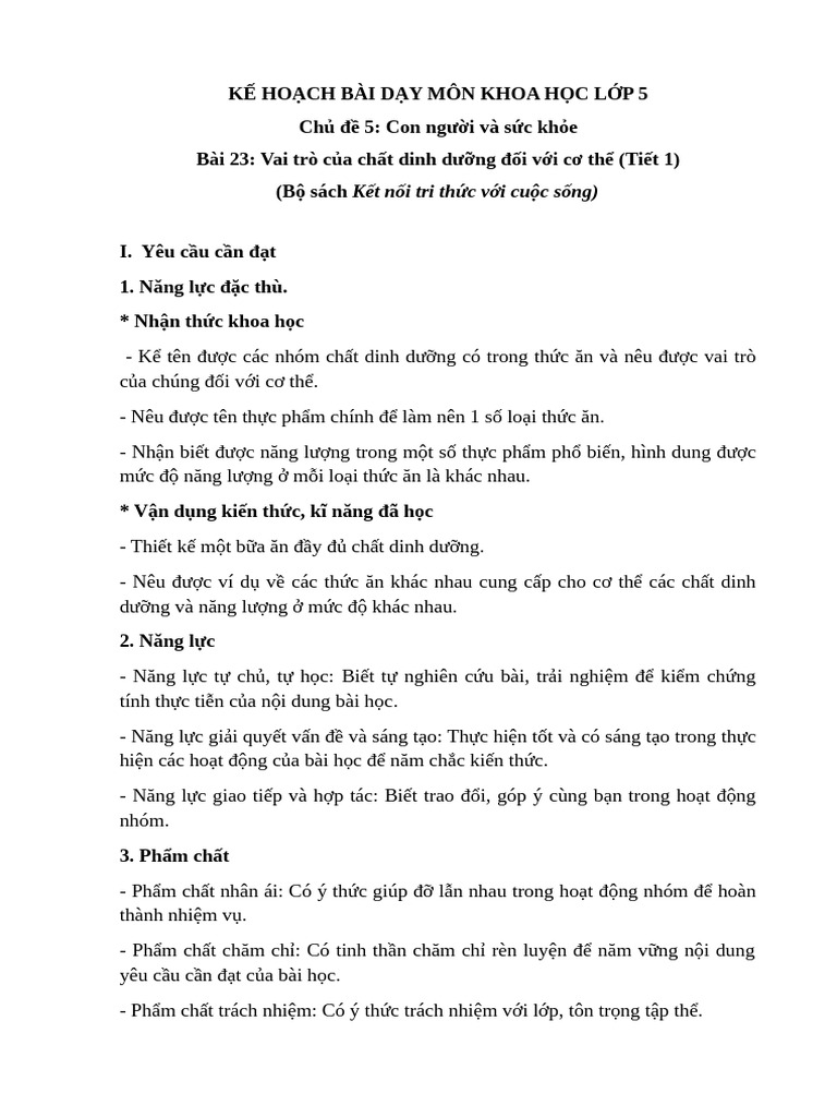 KHBD Khoa Học Lớp 5 Bài 23 | PDF