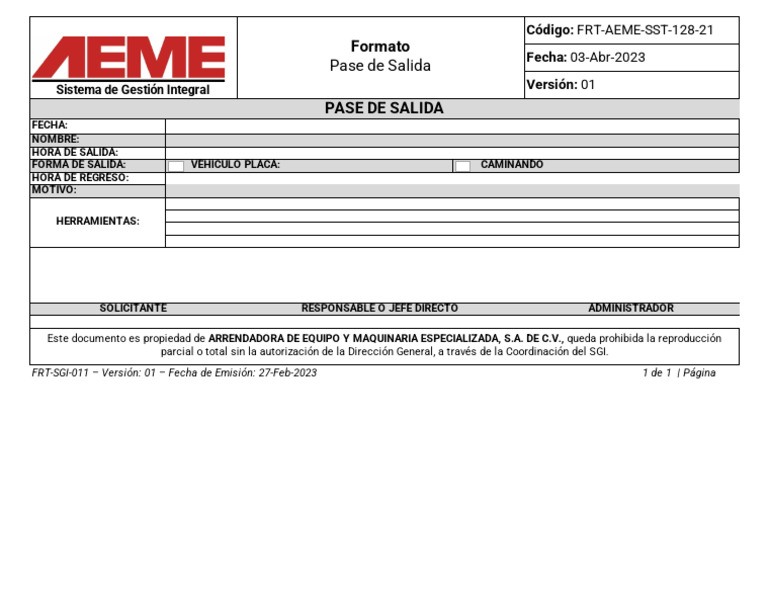 Pase de Salida | PDF