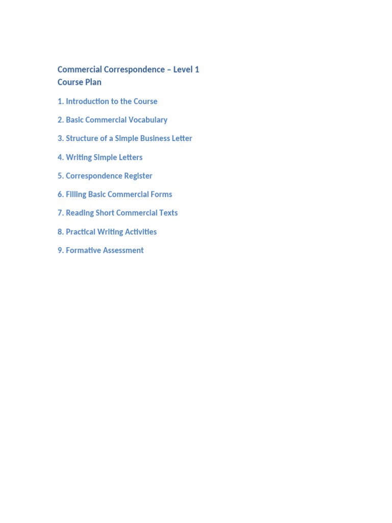 Commercial Correspondence Level1 Plan | PDF