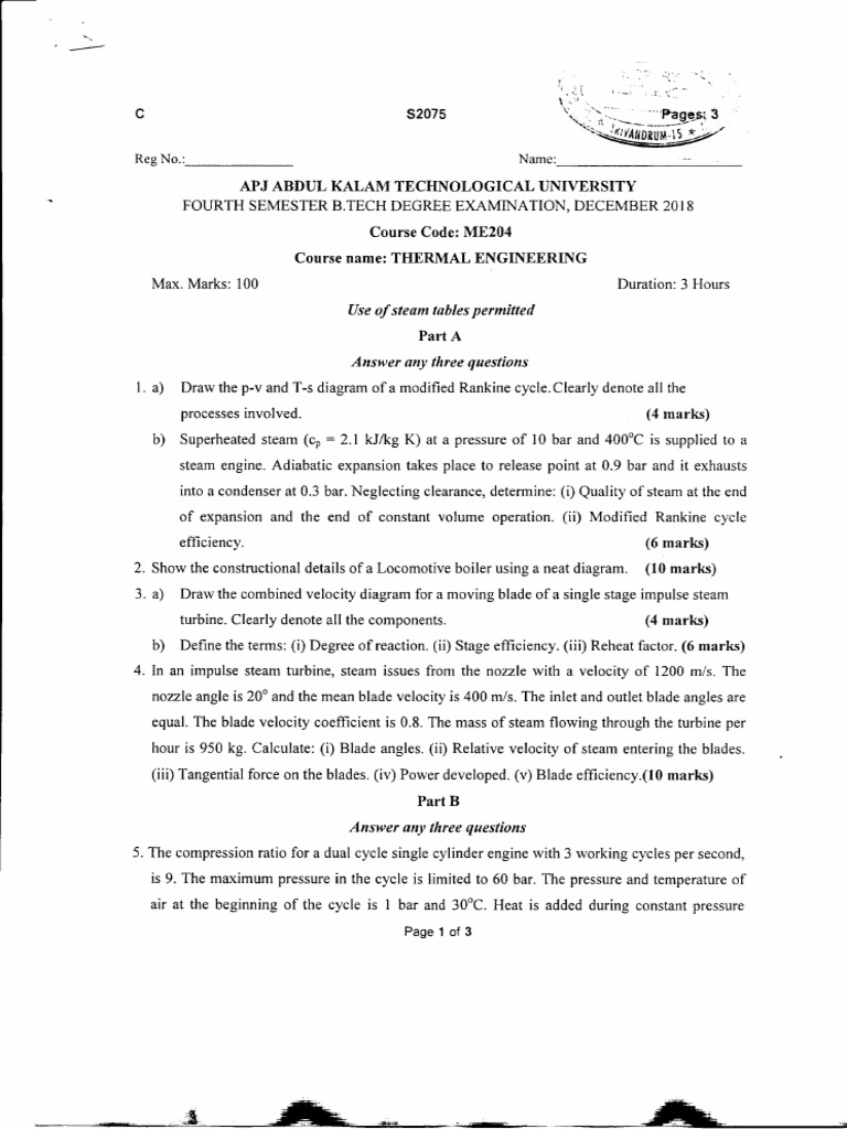ME 204 T E Dec 2018 | PDF