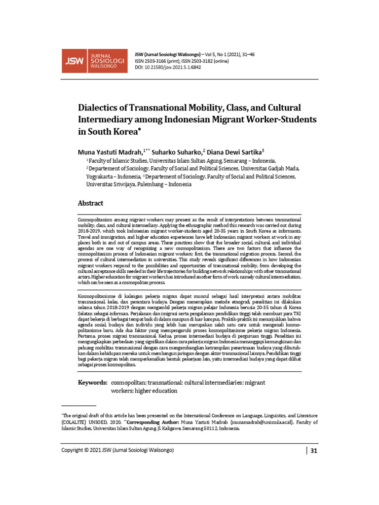 Dialectics of Transnational Mobility, Class, and Cultural Intermediary ...