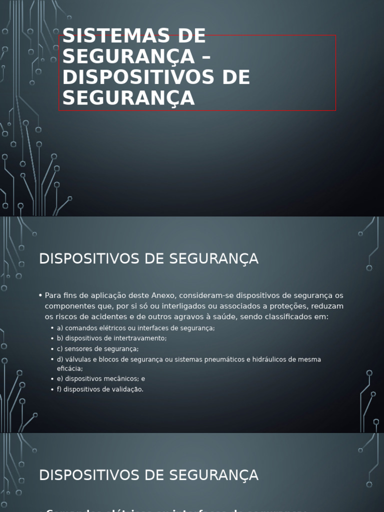 10 - Sistemas de Segurança - Dispositivo de Segurança | PDF ...