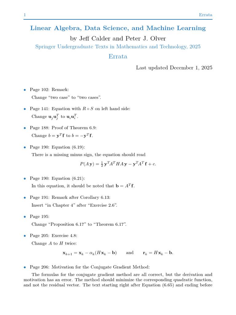 Errata | PDF | Principal Component Analysis | Gradient