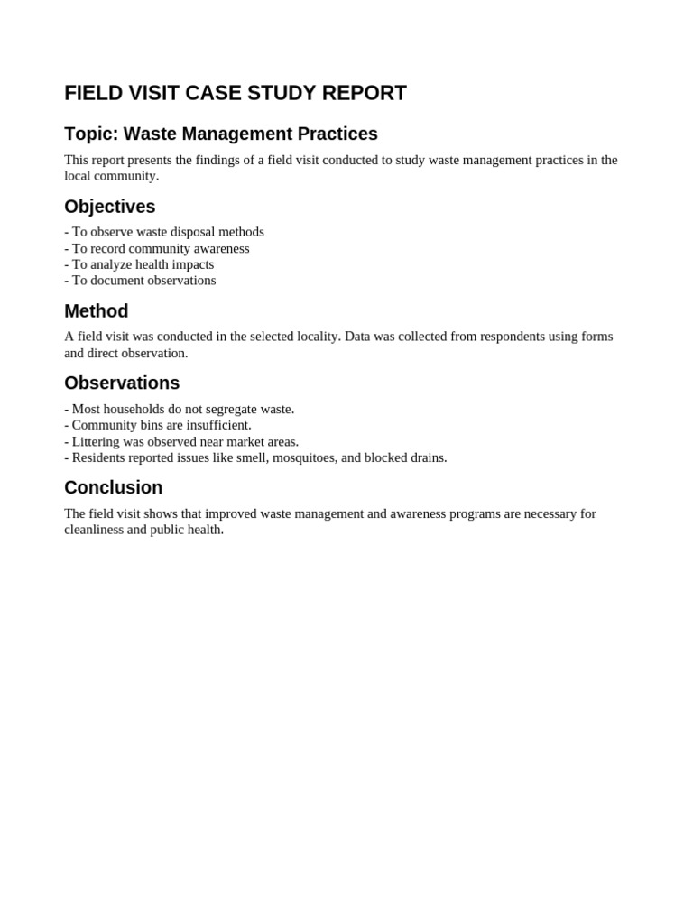 Field Visit Report | PDF