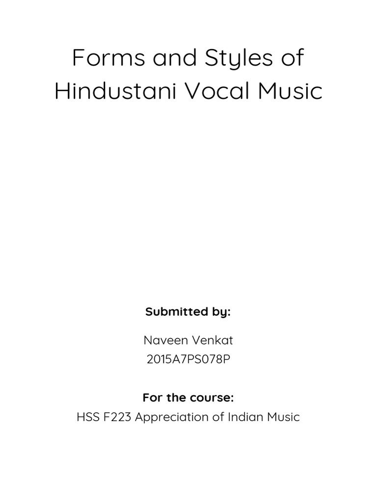 Hindustani Vocal Music Styles Explained | PDF | Classical And Art Music ...