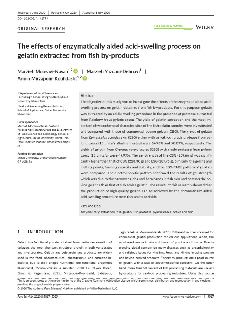The Effects of Enzymatically Aided Acid-Swelling Process On Gelatin ...