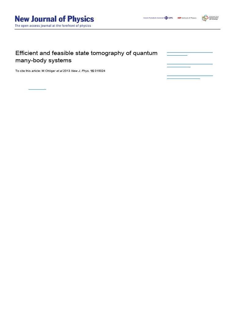 2013-Efficient and Feasible State Tomography of Quantum | PDF | Matrix ...
