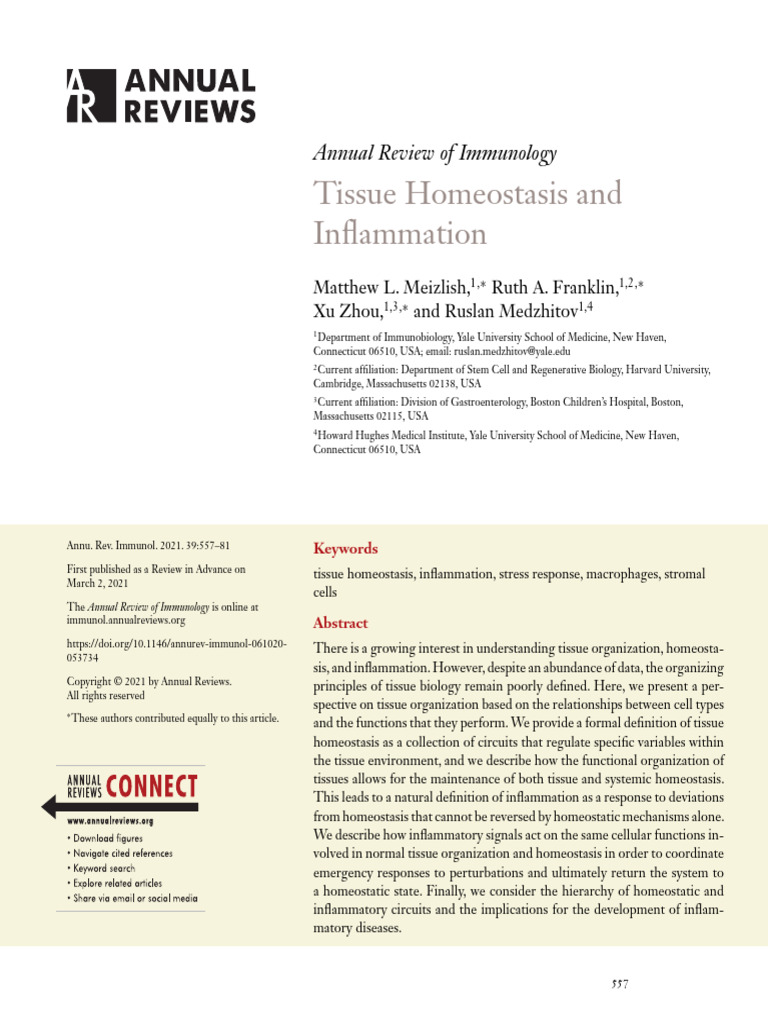 Tissue Homeostasis and Inflammation Insights | PDF | Epithelium | Lung