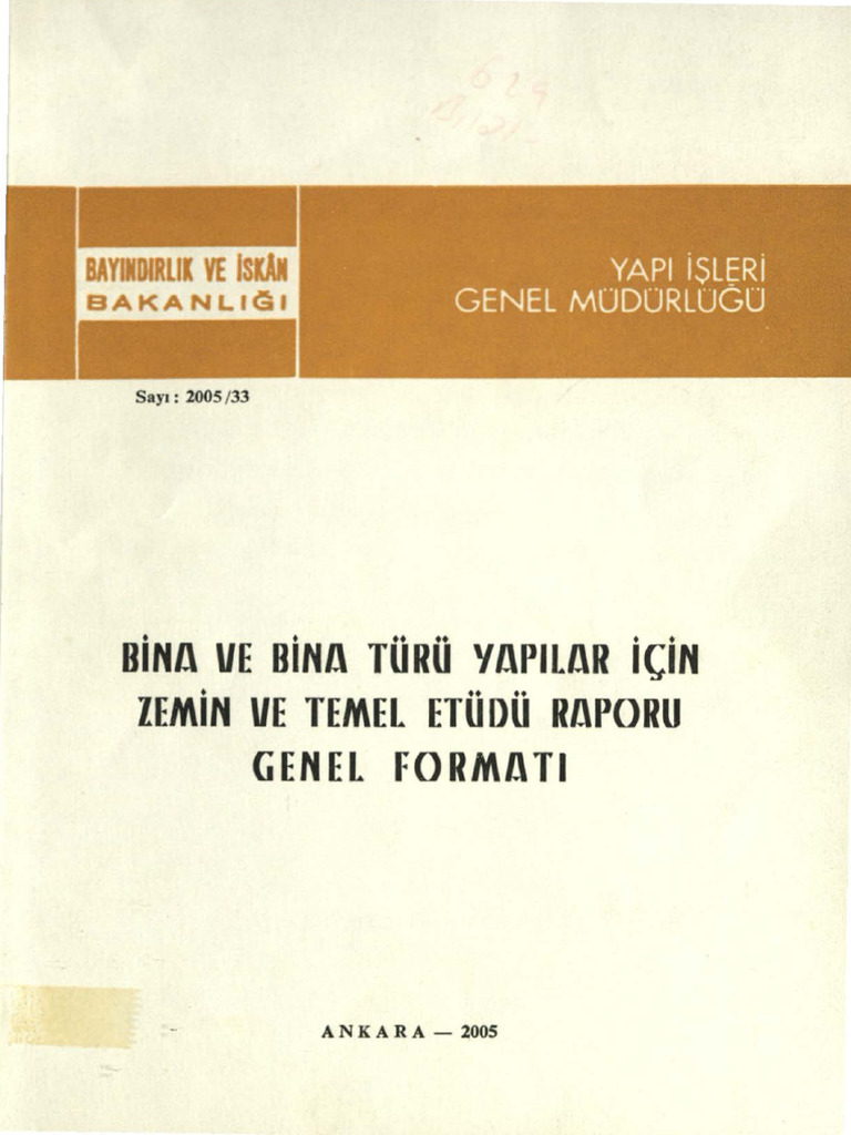 Bina Ve Bina Türü Yapılar İçin Zemin Ve Temel Etüdü Raporu Genel ...