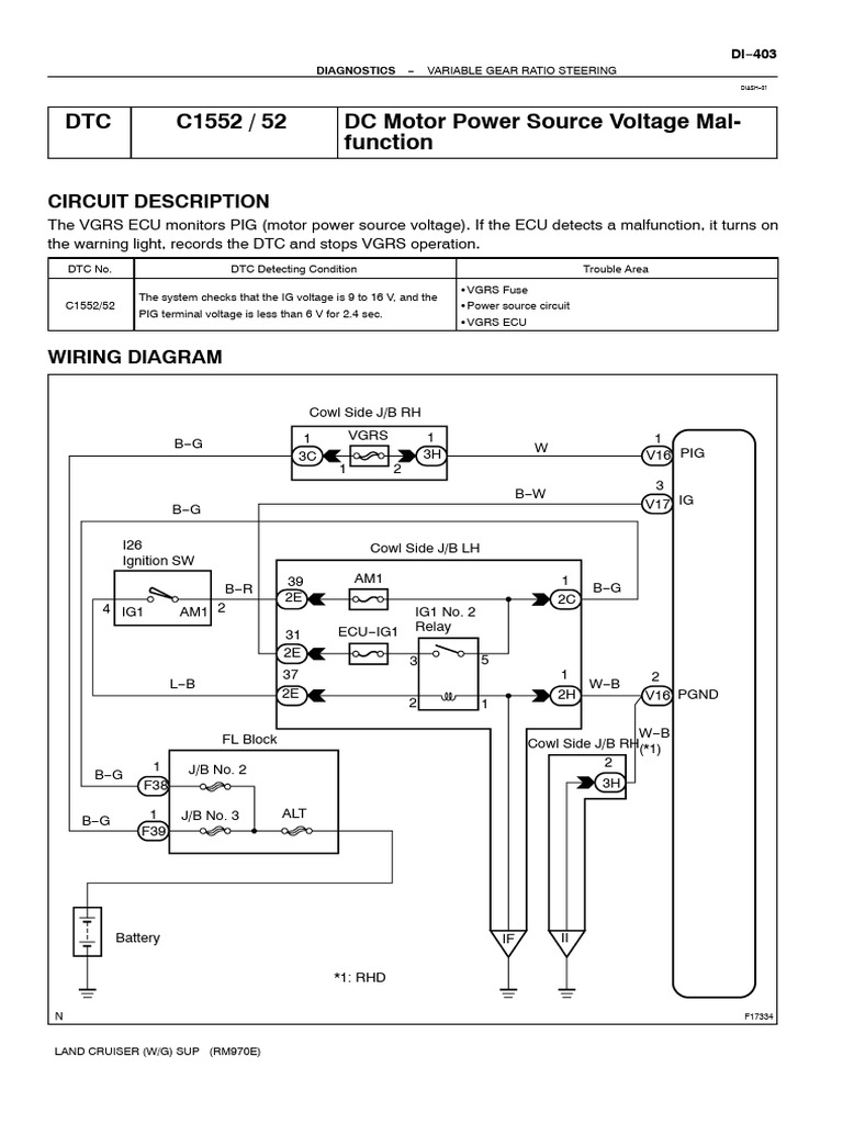 DTC C 552 / 52 DC Motor Power Source Voltage Mal-Function: Circuit ...
