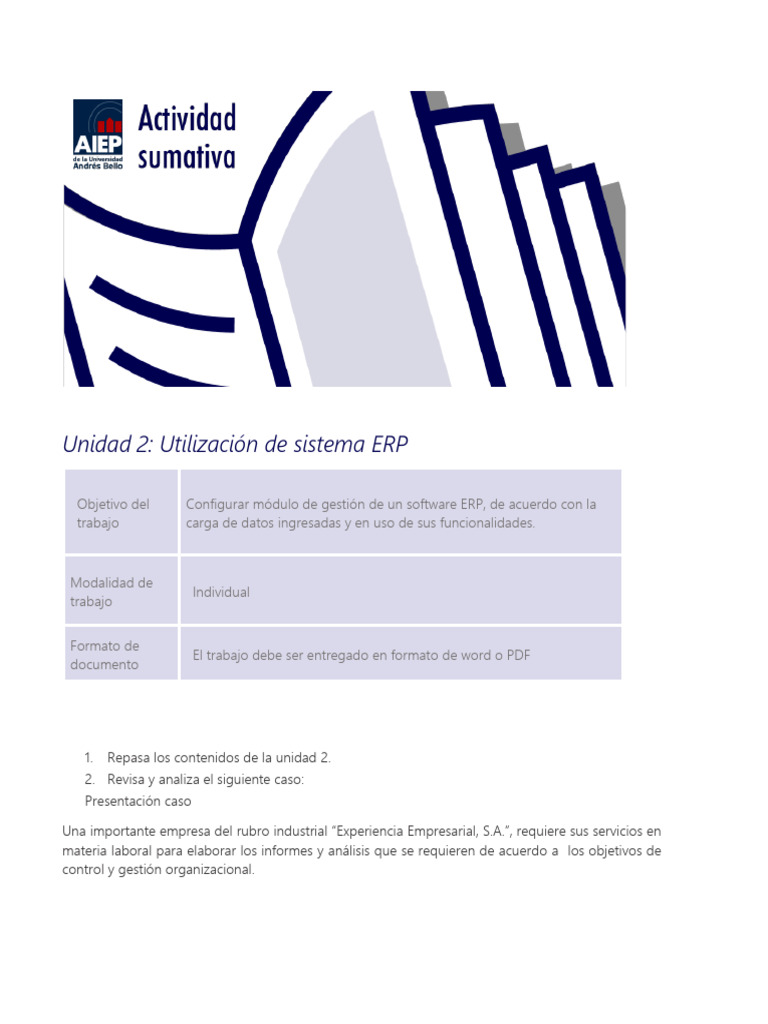 IAE801_Evaluación_Sumativa_Unidad2_2022 | PDF | Business | Planificación de recursos empresariales