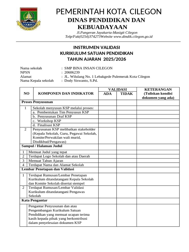 Instrumen - Review - KSP Ta 2025.2026 | PDF