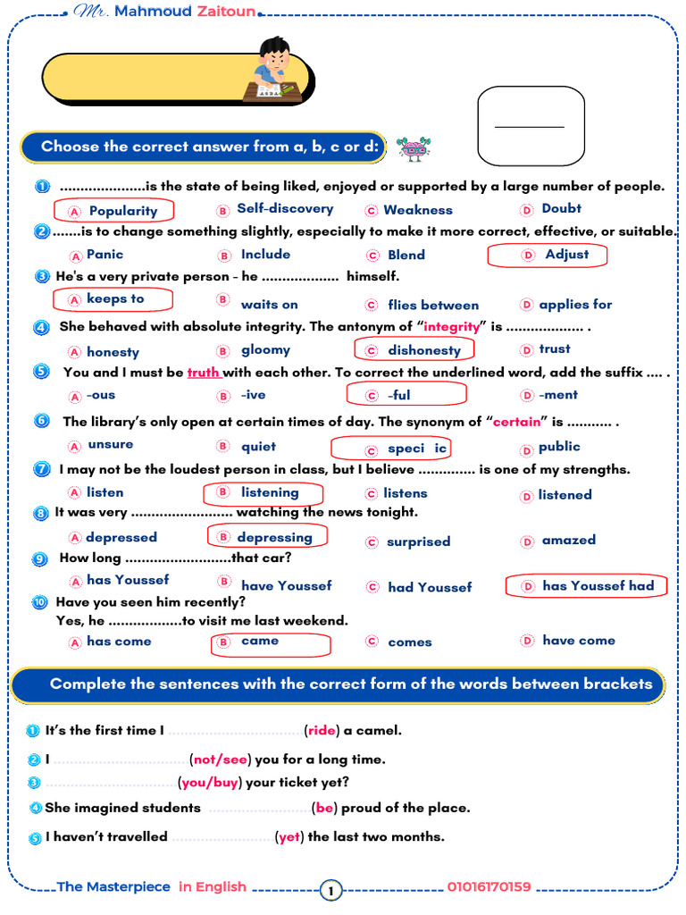 3 Prep - Unit 1 A - 2026 - Answers | PDF